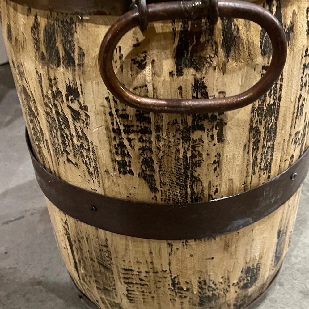 Accents | Rustic Wooden Barrel With Metal Accents | Poshmark